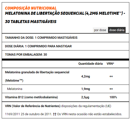 MELATONINA DE LIBERTAÇÃO SEQUENCIAL (4,2mg Melotime™) – 120 Comprimidos